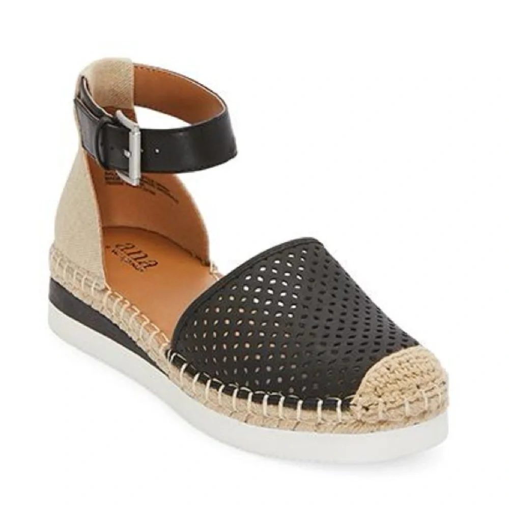 a.n.a | Shoes | Ana Sz 8 Clara Wedge Sandals Espadrille Ankle Strap ...